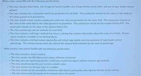 Solved Write A Class Named Bill With The Following