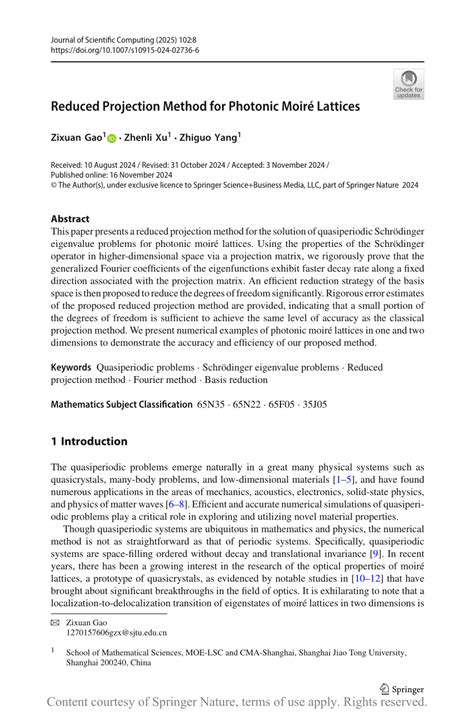 Reduced Projection Method For Photonic Moiré Lattices
