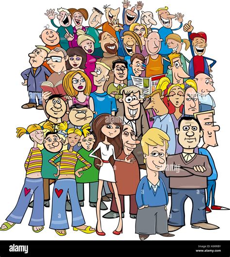 Cartoon Illustration Of People Characters Large Group Stock Vector Image And Art Alamy