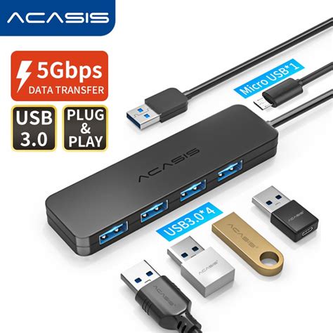 ACASIS USB HUB Multiple USB Splitter 4 Ports Hight Speed USB 2 0 3 0 HUB OTG Printer For Laptop