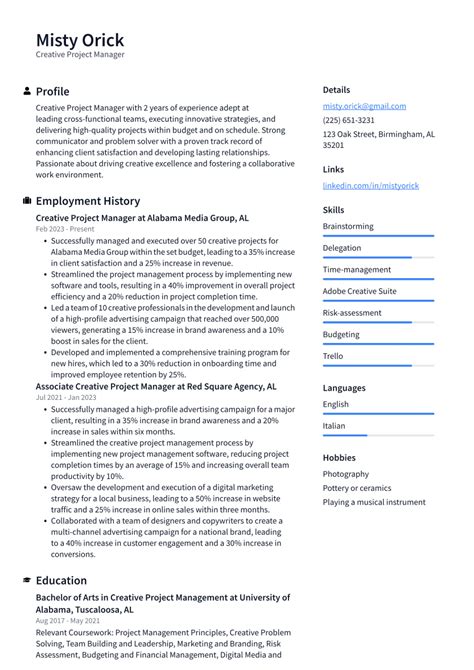 Top 18 Creative Project Manager Resume Objective Examples