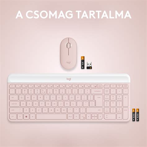 Комплект безжична клавиатура Мишка Logitech Mk470 Slim Layout Us Intl Rose Emag Bg