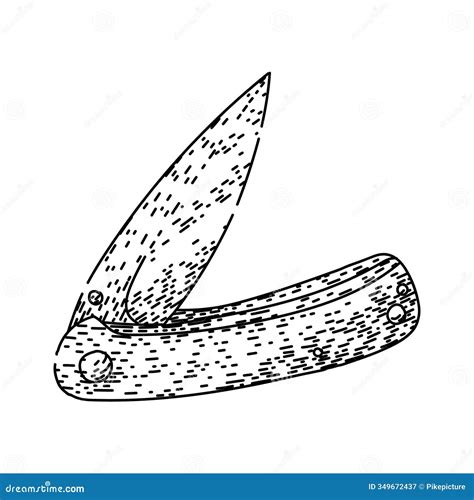 Edc Pocket Knife Sketch Hand Drawn Vector Stock Vector Illustration