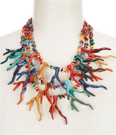 Natasha Accessories Multi Coral Statement Necklace Dillards