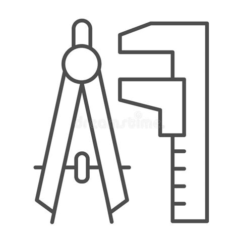 Caliper And Drawing Compass Thin Line Icon Architect Studio Concept