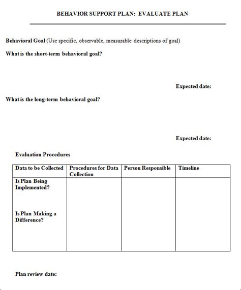 Sample Example Format Templates Positive Behavior Support Plan Hot
