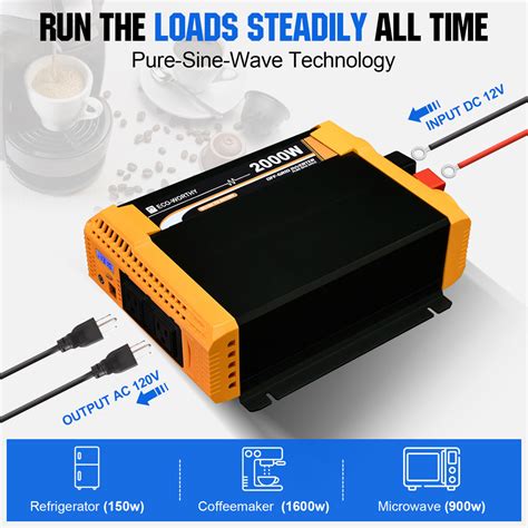 2000w Off Grid Pure Sine Wave Inverter 12v To 110v Eco Worthy