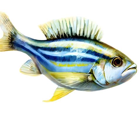 Clipart De Estilo Aquarela De Peixe Listrado PSD Premium