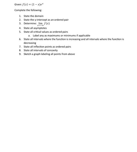 solved given f x 1 x excomplete the following state the
