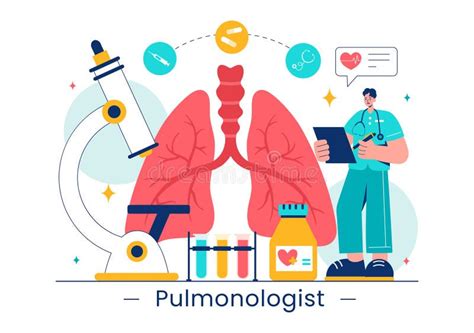 Ilustración Pulmonóloga Vectorial Con Médico Pulmonar Examen Y Tratamiento Del Sistema ...