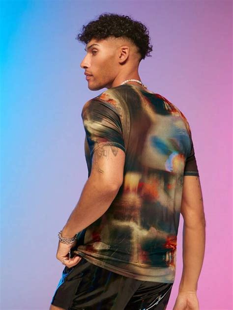 Manfinity Fever City Men Tie Dye Mesh Tee Shein Uk