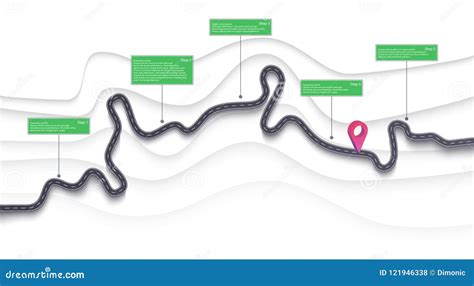 Road Map And Journey Route Infographics Template Winding Road Timeline