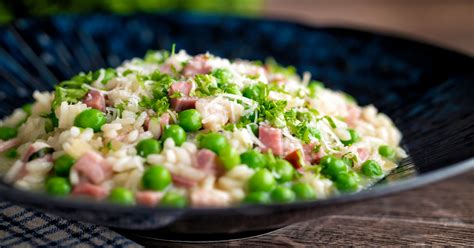 Pea And Ham Risotto With Goats Cheese Krumpli