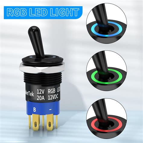 16mm 12v Rgb On On 7 Pin Waterproof Lighted Toggle Switch Daier