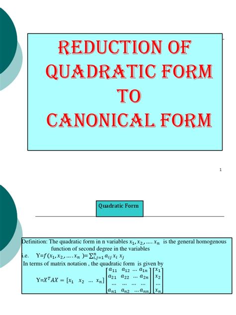 lecture 4 reduction of quadratic form pdf eigenvalues and