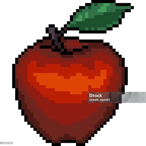 벡터 픽셀 아트 고립 된 만화 사과에 대한 스톡 벡터 아트 및 기타 이미지 사과 픽셀 아트 0명 Istock