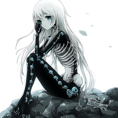 Anime Girl With Skeleton Design And Blue Eyes Premium Ai Generated Image