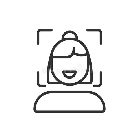 Female Face Detected Icon In Line Design Female Face Detected Recognition Identification