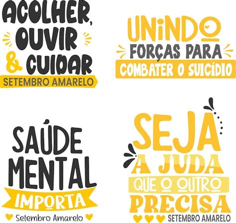 Setembro Amarelo Frases Para Campanha Vetor Premium