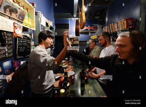 Drinking In A Small Atmospheric Pub In The Golden Gai Pub Area In