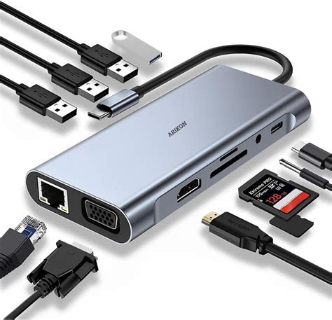Adaptador Hub Adaptador Em USB Tipo C Adaptador Multiportas USB RJ HDMI