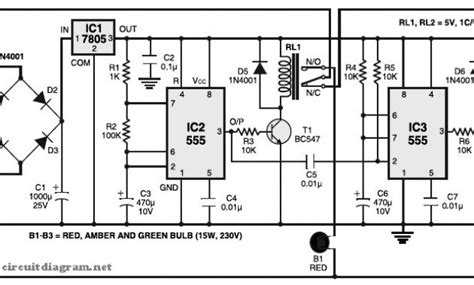 Simple Trafic Light Controller Circuit Electronic Schematic Diagram