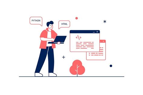 Premium Vector Software Developer Concept In Flat Line Design With