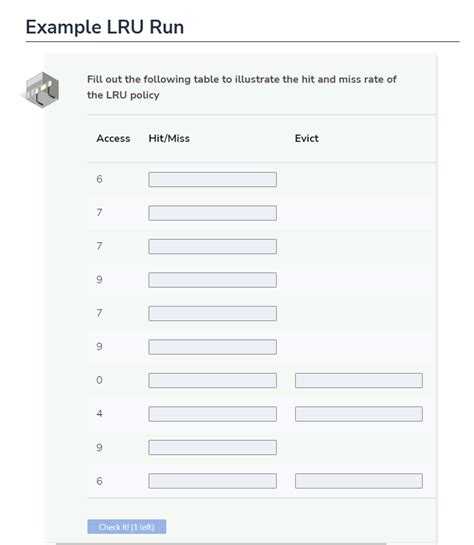 Solved Example Lru Run Fill Out The Following Table To Chegg