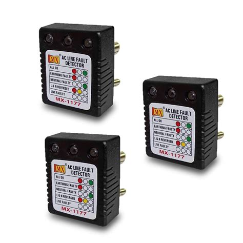MX AC Electrical Line Fault Detector Pin AC Socket Tester With Automatic Earthing
