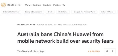 快讯！澳大利亚禁止华为参与5g网络建设