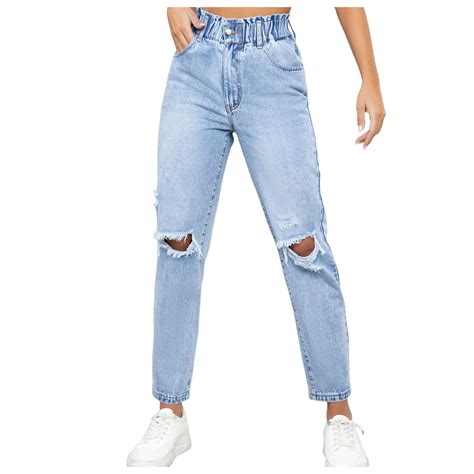 Fhsagq Female Womens Jeans Petite Bootcut Womens Fashion Solid Jeans