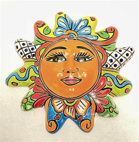 Mexican Wall Hanging Talavera Pottery Sun Face 10 Tsm2015 Camino