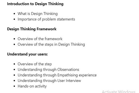 Design Thinking Agenda