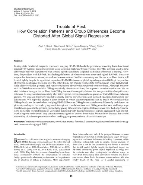 PDF Trouble At Rest How Correlation Patterns And Group Differences
