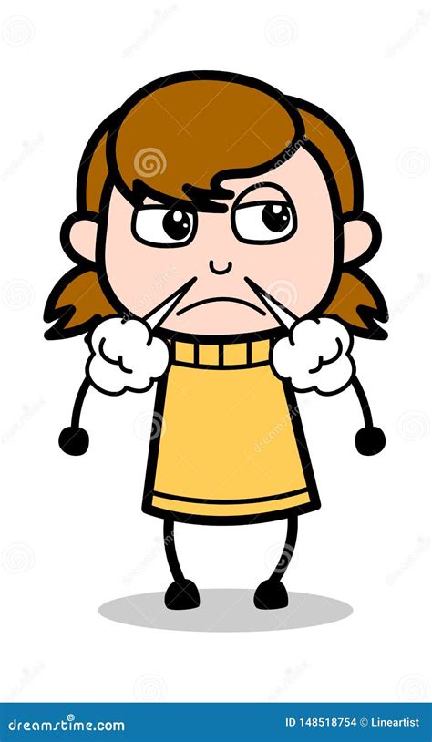 Aggressive Retro Cartoon Girl Teen Vector Illustration Stock
