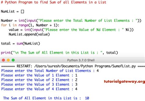 Python Program To Find Sum Of Elements In A List