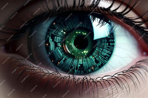 Premium Ai Image Closeup View Of Normal Human Eye With Cybernetic