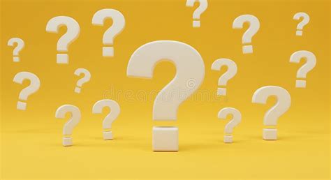 3d Rendering Of Multiple White Question Marks On Yellow Background