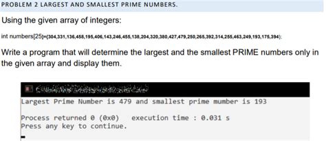 solved problem 2 largest and smallest prime numbers using