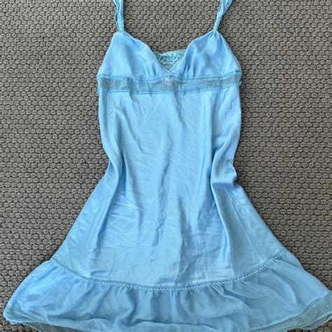 Vintage Victorias Secret Angels Sky Blue Slip Dress Depop