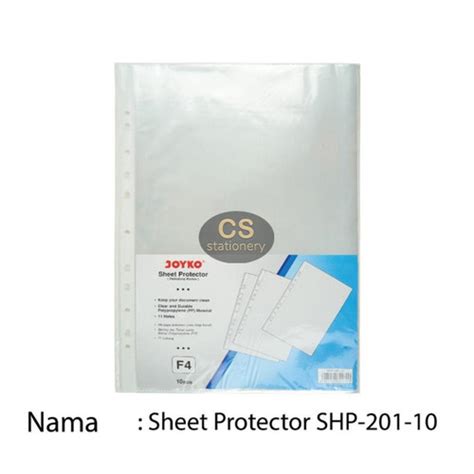 Jual PP Pocket Sheet Protector Plastik Binder Ordner JOYKO F4 Isi 10 Kota Bandung CS