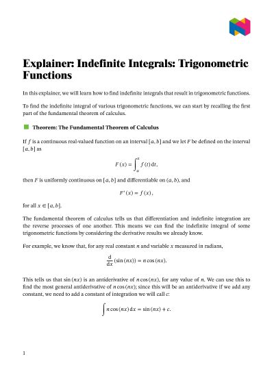 Trigonometric Integrals Theorem