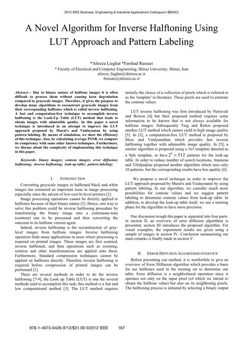 Pdf A Novel Algorithm For Inverse Halftoning Using Lut Approach And