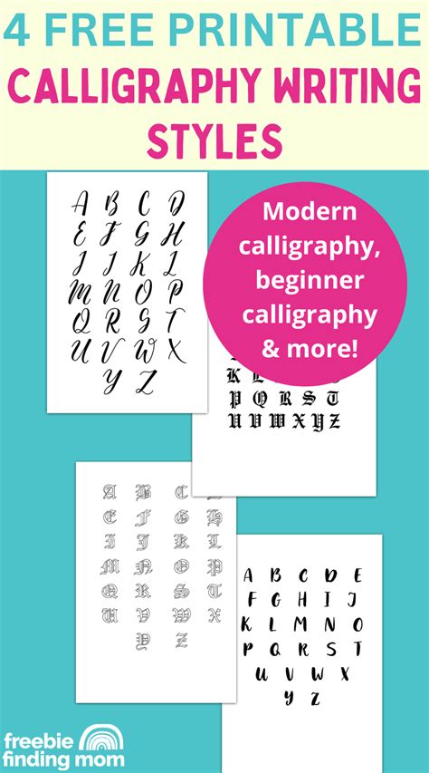 These Are Four Free Printable Calligraphy Writing Styles Including Old