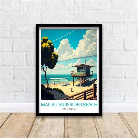 Malibu Surfrider Beach Travel Print Malibu Surfrider Beach Wall Art