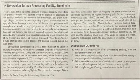 Solved Norwegian Salmon Processing Facility Trondheim