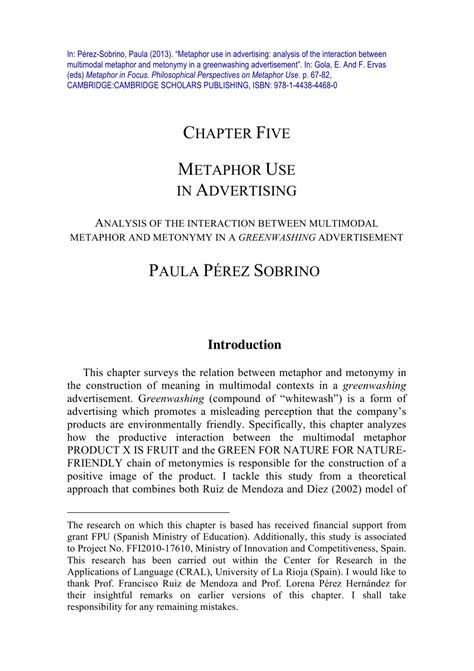 Pdf Metaphor Use In Advertising Analysis Of The Interaction Between Multimodal Metaphor And