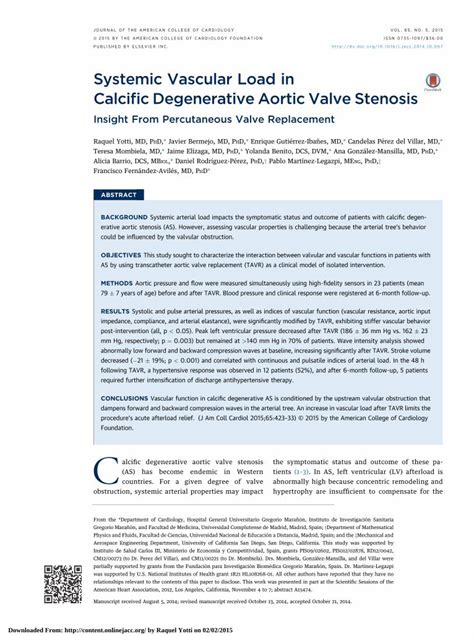 Pdf Systemic Vascular Load In Calcific Degenerative Aortic Valve