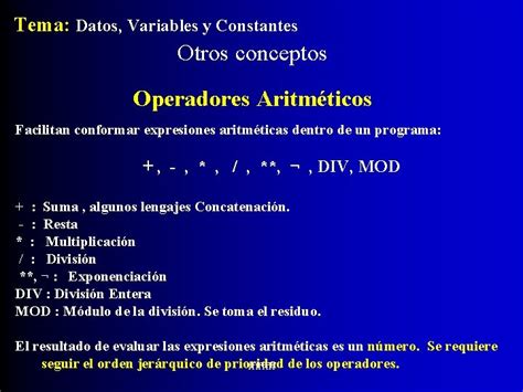 Tema Datos Variables Y Constantes Ffff Tema Datos