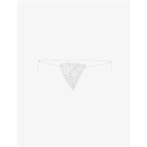 Bluebella X Ashish Triangle Cut Low Rise Embellished Thong Silver Editorialist